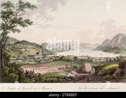Ferdinand Runk View of Mondsee. Etching, colored around 1810 Stock ...