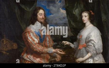 CHARLES I OF ENGLAND (1600-1649) with his wife Queen Henrietta Maria in ...