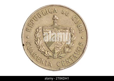 Forty Cents Cuban Coin. Vintage currency single object isolated in ...