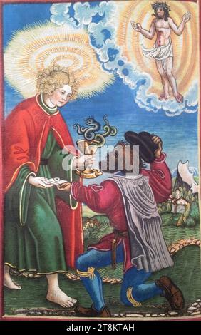 New Testament, Luther Bible, John receives a book from the hand of the ...