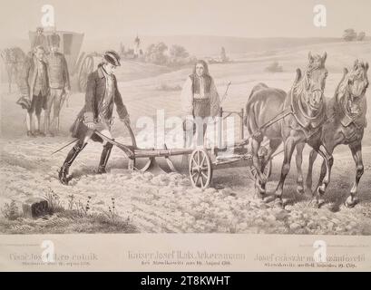 Emperor Joseph II personally leads the plow on a field in Slawikowitz ...