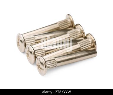 Metal panel connector fasteners isolated on white Stock Photo - Alamy