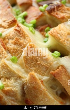 Texture of bread. Homemade bread with cheese and onions, close-up Stock ...