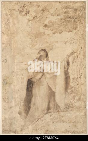 Pietro Faccini In the front view of kneeling monk, the view to the top ...
