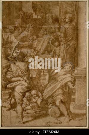 Taddeo Zuccaro Group of people on a staircase. (In the middle ground, a ...