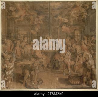 The Last Supper, Anonymous, Drawing, Chalk; Feather; blue paper, 18.8 x ...