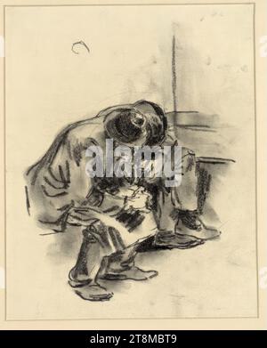 Franz Hofer Two seated men over an object bent men. Chalk Stock Photo ...