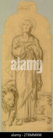 Stained glass : Daniel in the Lions' den Stock Photo - Alamy