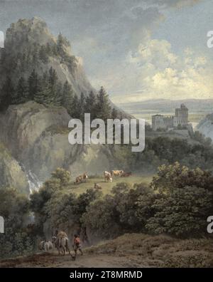 Martin von Molitor Landscape with castle. Gouache on blue paper around ...