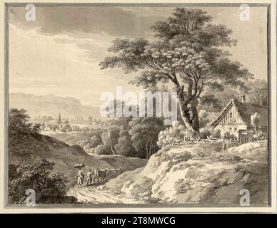 Adrian Zingg Landscape with a farmhouse on a ravine and view of a ...