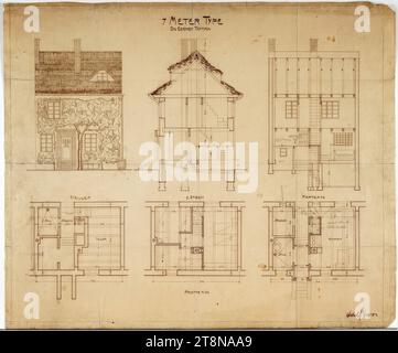Settlement houses, Vienna, terraced house, 4m type, floor plan and ...