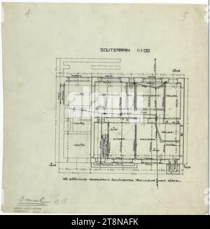 Haus Scheu, Vienna, ground plan, basement I, 1912-1913, architectural ...
