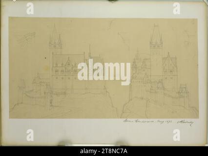 Draft for a castle (school project - diploma thesis?), outline, section ...