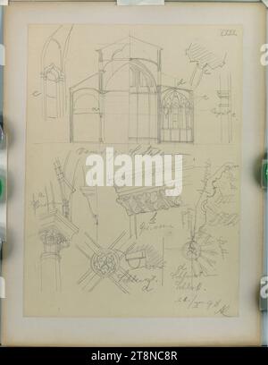 Architectural survey, Venice, S. Stefano, floor plan, tower perspective ...