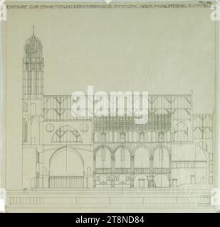 Vienna-Penzing, extension of the parish church of St. Jakob, sketch for ...