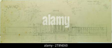 Dornach, Goetheanum, dome building, variant I, elevation with section ...