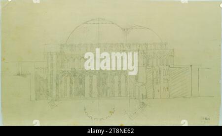 Dornach, Goetheanum, dome building, variant I, elevation with section ...