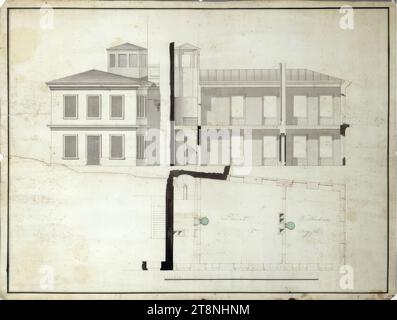 An architectural elevation and section drawing of the Library of ...