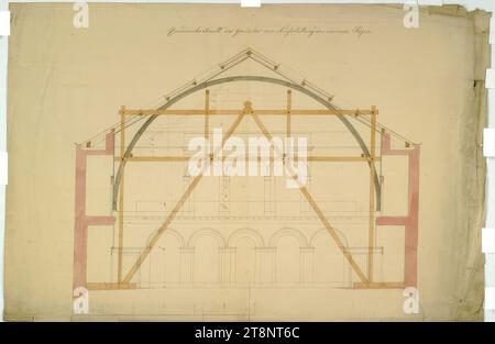 Carl von Hasenauer Riding hall , Cross -section. Pen in black, pencil ...
