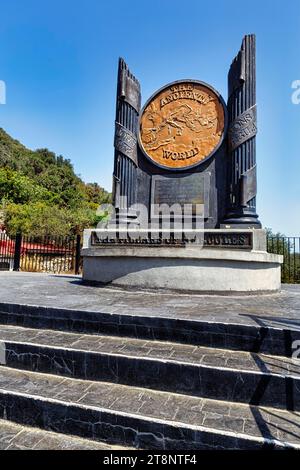 Monument Pillars of Hercules, large globe framed by two pillars ...