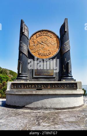 Monument Pillars of Hercules, large globe framed by two pillars ...