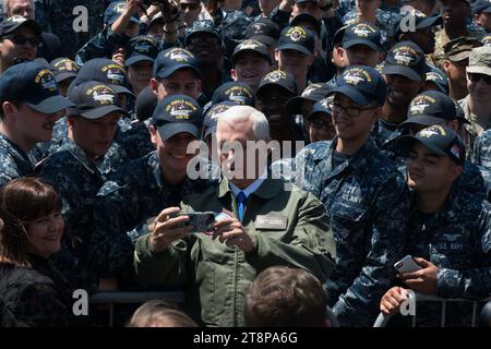 Vice President Michael R. Pence aboard USS Ronald Reagan 14 Stock Photo ...