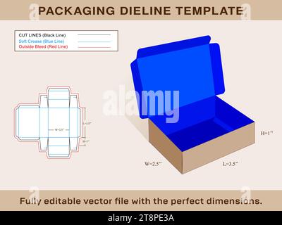 Rectangular Box, Box Dieline Template, Editable Vector File Stock ...