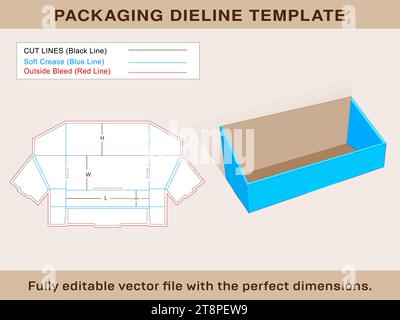 Angled side box with header slots box die line template Editable Vector ...