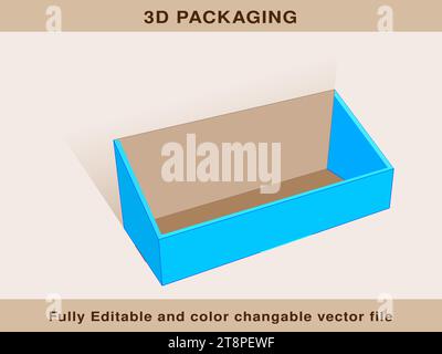 Angled side box with header slots box die line template Editable Vector ...