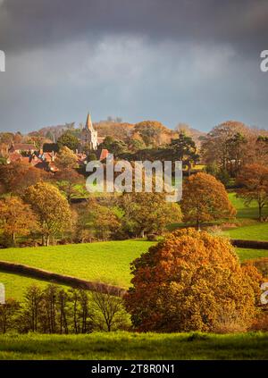 Dallington church and autumn countryside on the high weald in east ...
