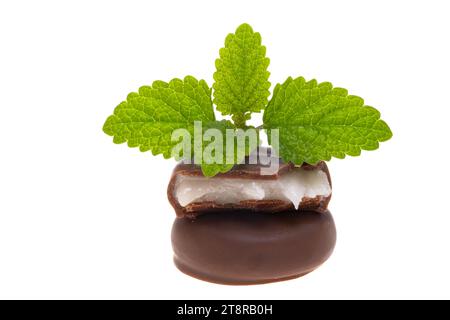 chocolate dark peppermint isolated on white background Stock Photo - Alamy