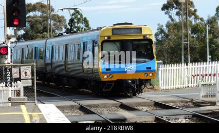 A comeng electric train in Melbourne Australia, inside controls being ...