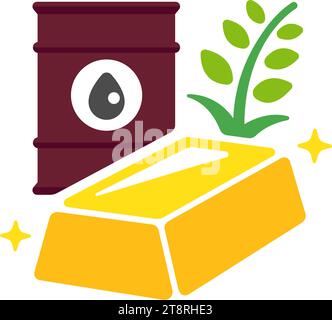 Oil, dollar and gold chart concept icon. Glossy button design. Vector ...