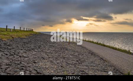 View over Waddensea from Deltaworks dike in Oosterland on former island ...