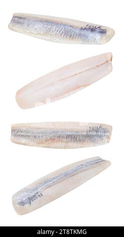 Herring fillet peeled, whole, close-up, source of omega 3, isolated on ...