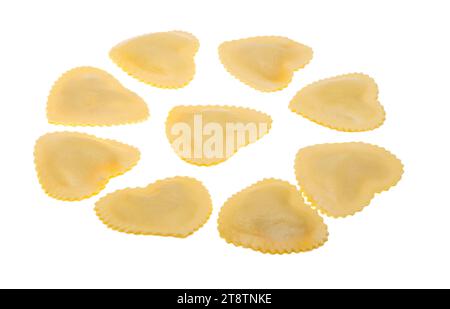 Italian ravioli with heart isolated on white background Stock Photo - Alamy