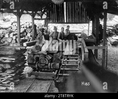 New Zealand soldiers working in a timber mill during World War I, New ...