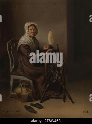 Old Woman at the Spinning Wheel, 1846 Stock Photo - Alamy