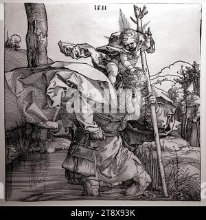 Saint Christopher. Woodcut Stock Photo - Alamy