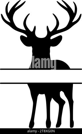 Silhouette deer are ruminant mammals. Dark ink hand-drawn picture ...