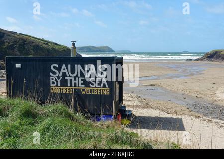 Sauna hut on Baby Bay, Polzeath, Cornwall, April 2023 Stock Photo - Alamy