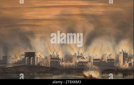 "Fire of Leopoldstadt on October 27, 1848.". F. Globatzhnig, lithograph ...