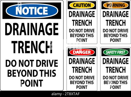 Caution Sign Drainage Trench - Do Not Drive Beyond This Point Stock ...