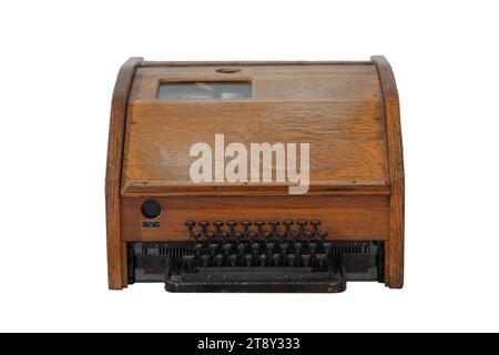 vintage tape teletype isolated on white background Stock Photo - Alamy