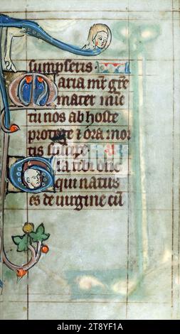 Book of Hours (incomplete), Initial 'D' with Crucifixion and kneeling ...