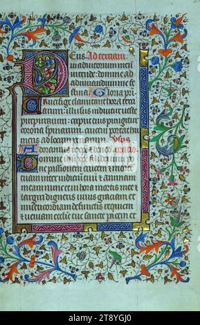 Book of Hours, Initial with floral border Stock Photo - Alamy