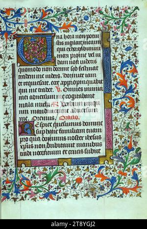 Book of Hours, Initial with floral border Stock Photo - Alamy
