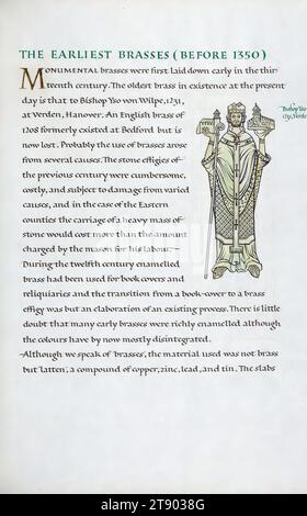 English Brasses, Illustration of Reginald de Malyns and his two wives ...