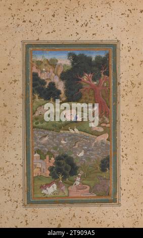 This opaque watercolor painting illustrates the scene from the Indian ...