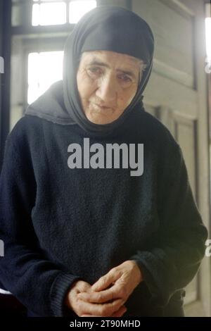 Valea Neagra Monastery, Vrancea County, Romania, 2000. Elderly nun ...